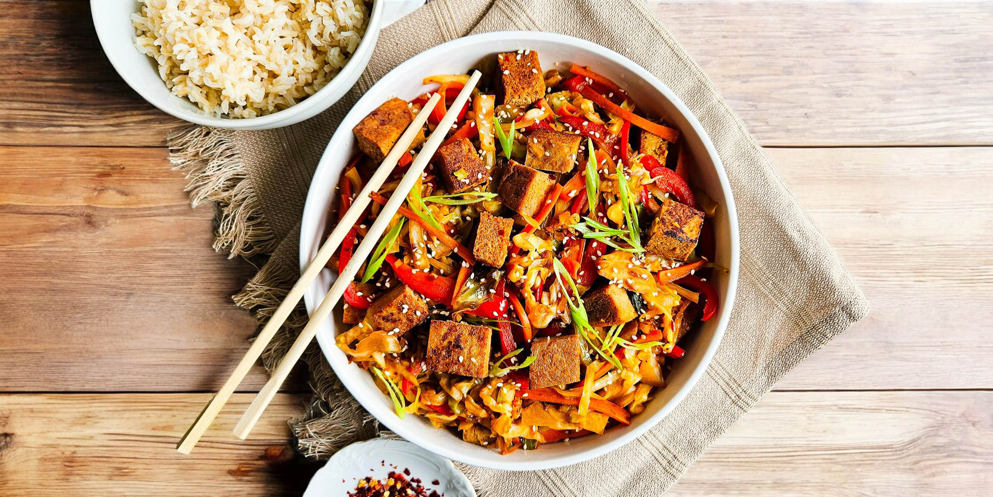Tofu Cabbage Stir Fry with Spicy Citrus Sauce - Yuka